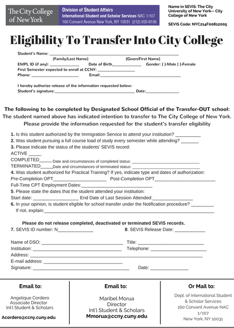 Admissions Forms and Documents | The City College of New York